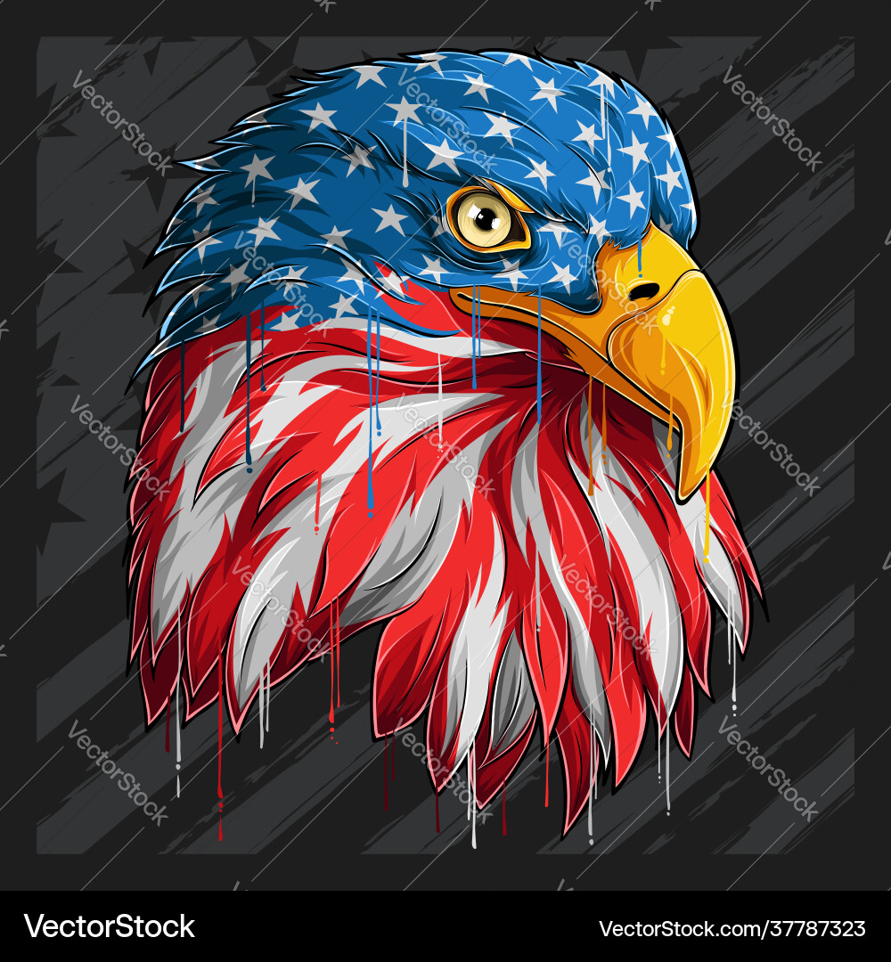 Eagle head with american flag pattern Royalty Free Vector