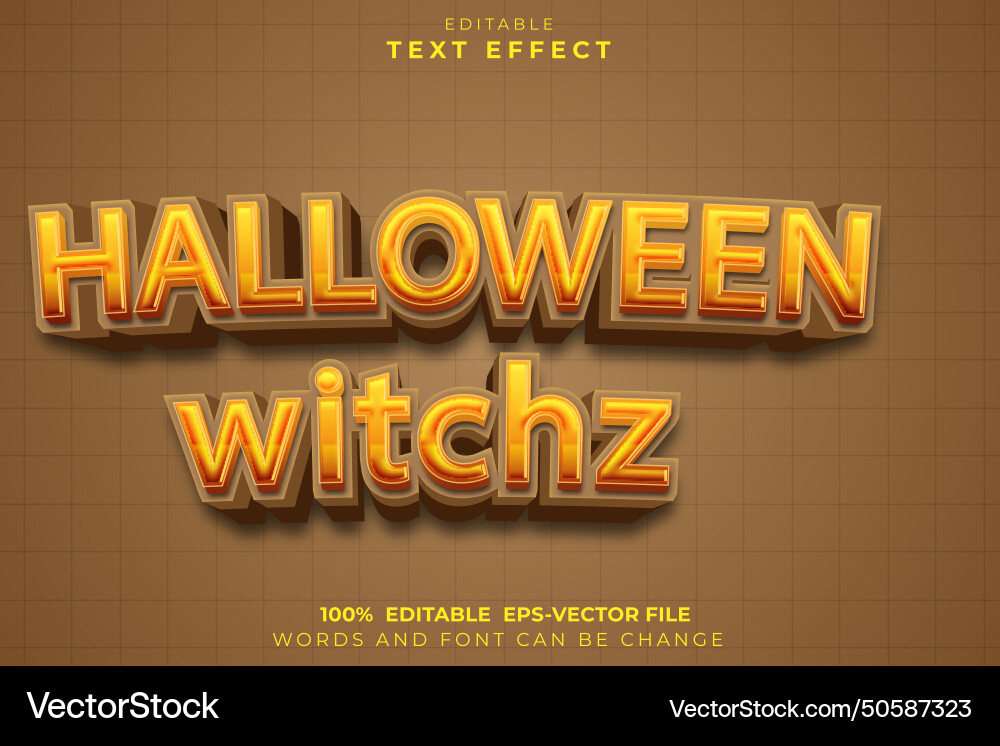 Halloween witch editable text effect 3d cartoon Vector Image