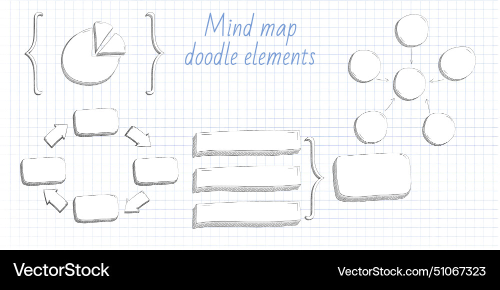 Hand drawn doodle sketch mind map blank flow chart