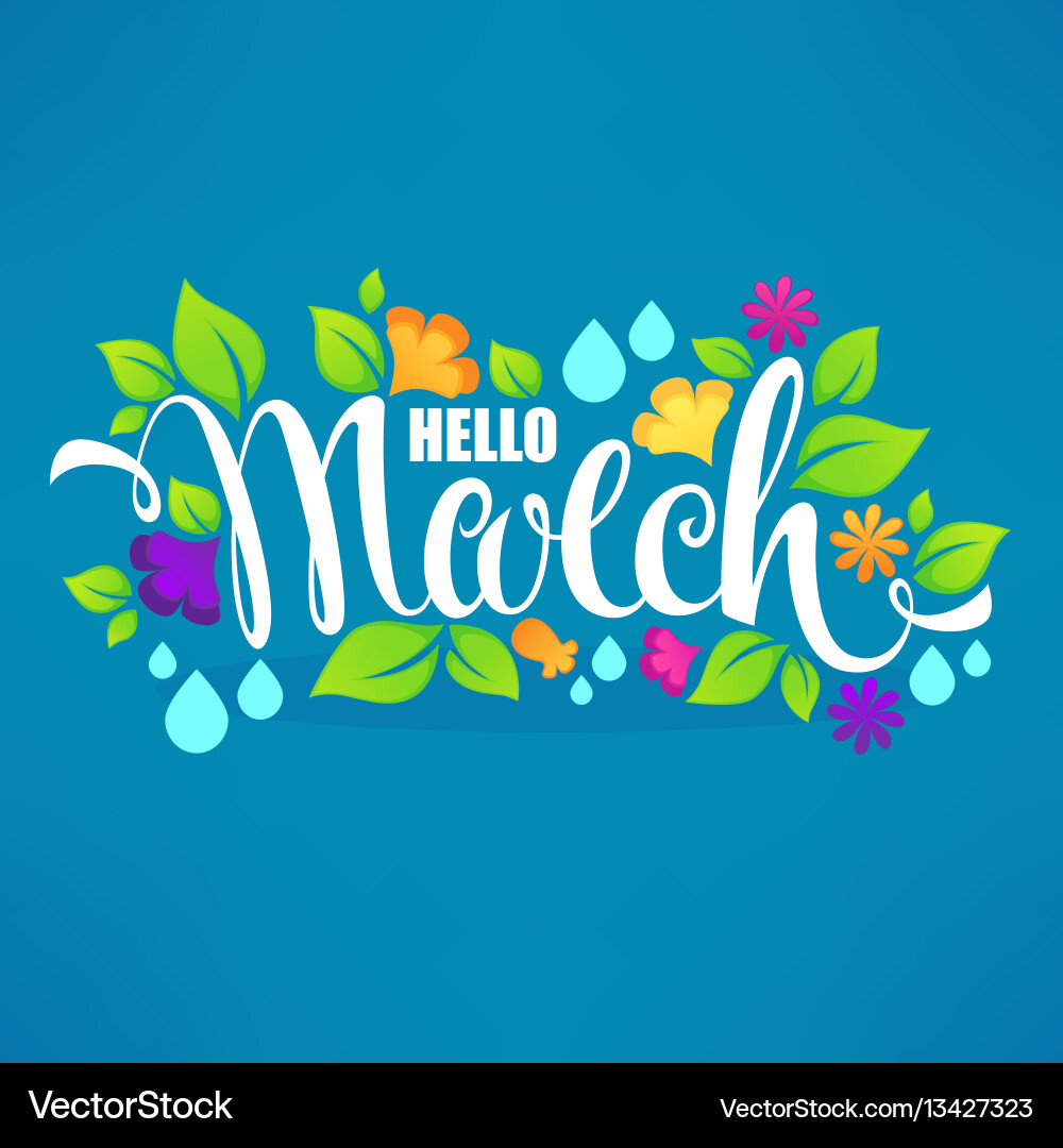 Hello march banner design template with images Vector Image