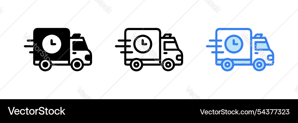 Shipping fast delivery truck with clock icon Vector Image