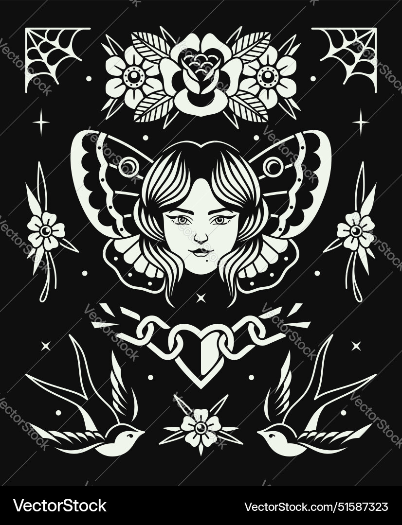 Tattoo flash design Royalty Free Vector Image - VectorStock