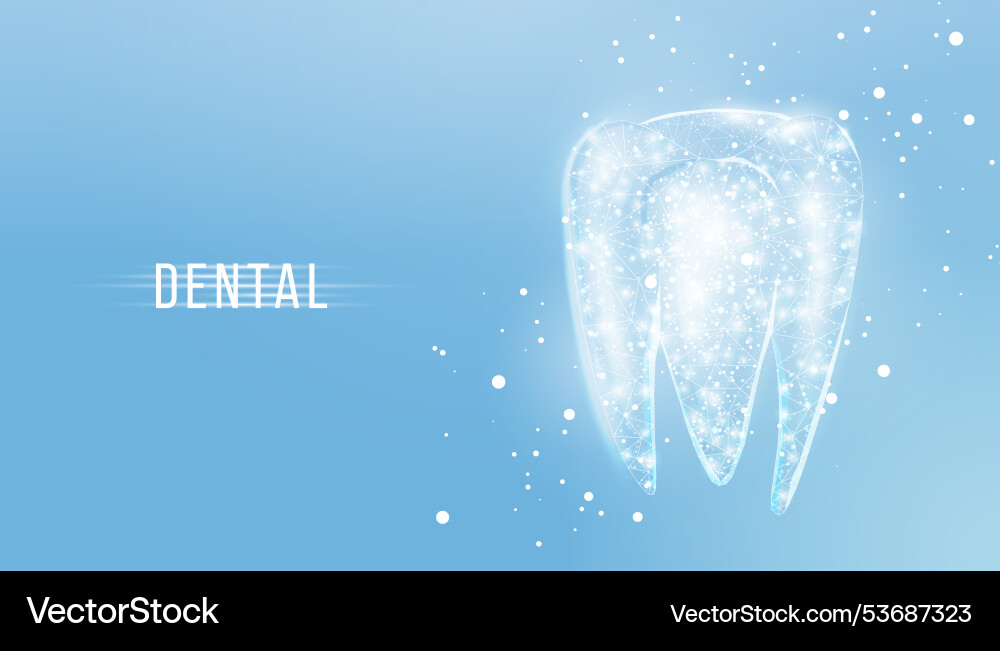 Tooth abstract wireframe low poly style banner Vector Image