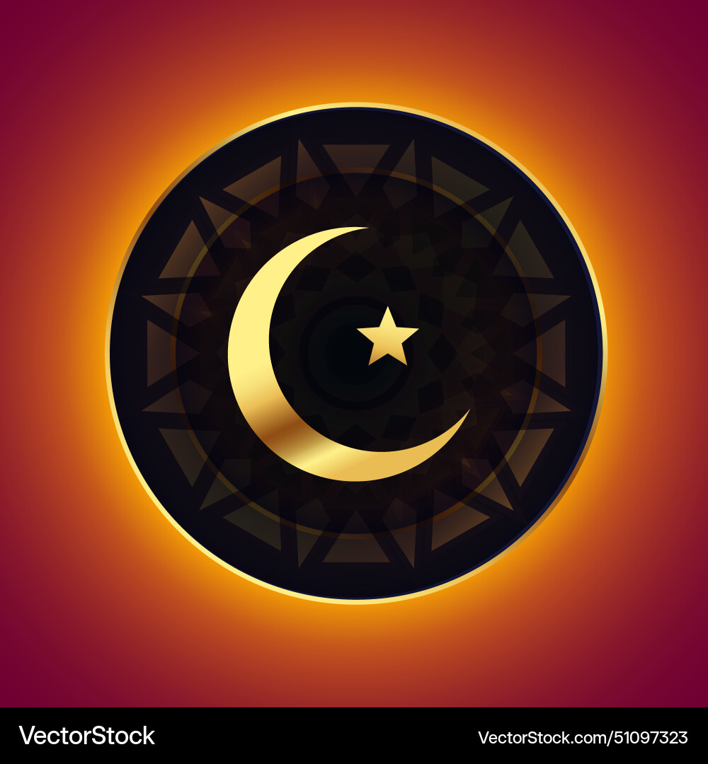 Traditional golden islamic crescent sign Vector Image
