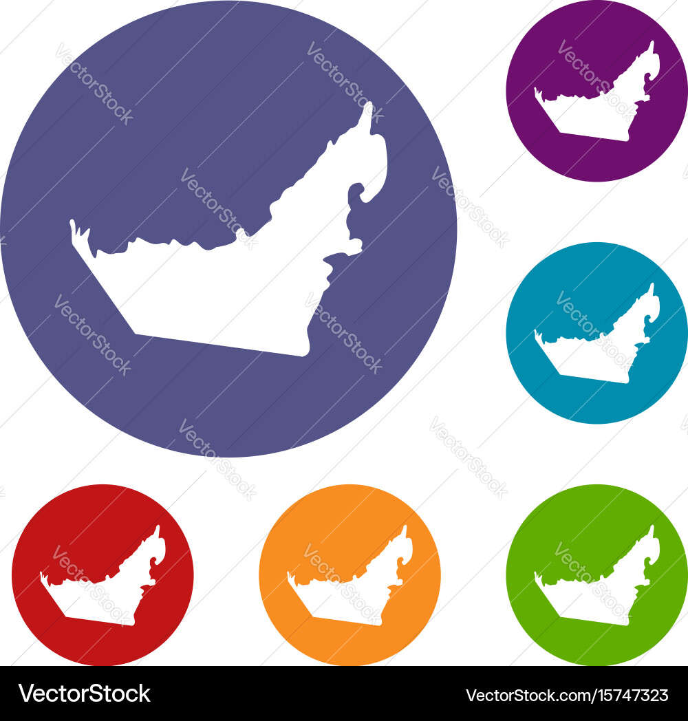 United arab emirates map icons set Lizenzfreies Vektorbild