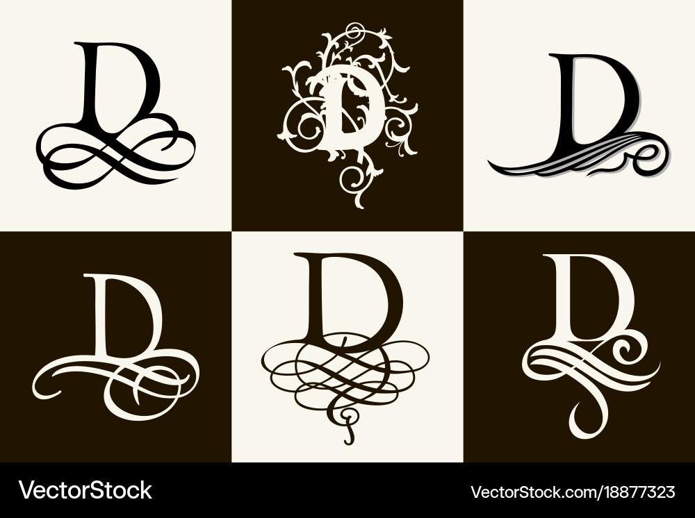 Vintage set capital letter d for monograms Vector Image
