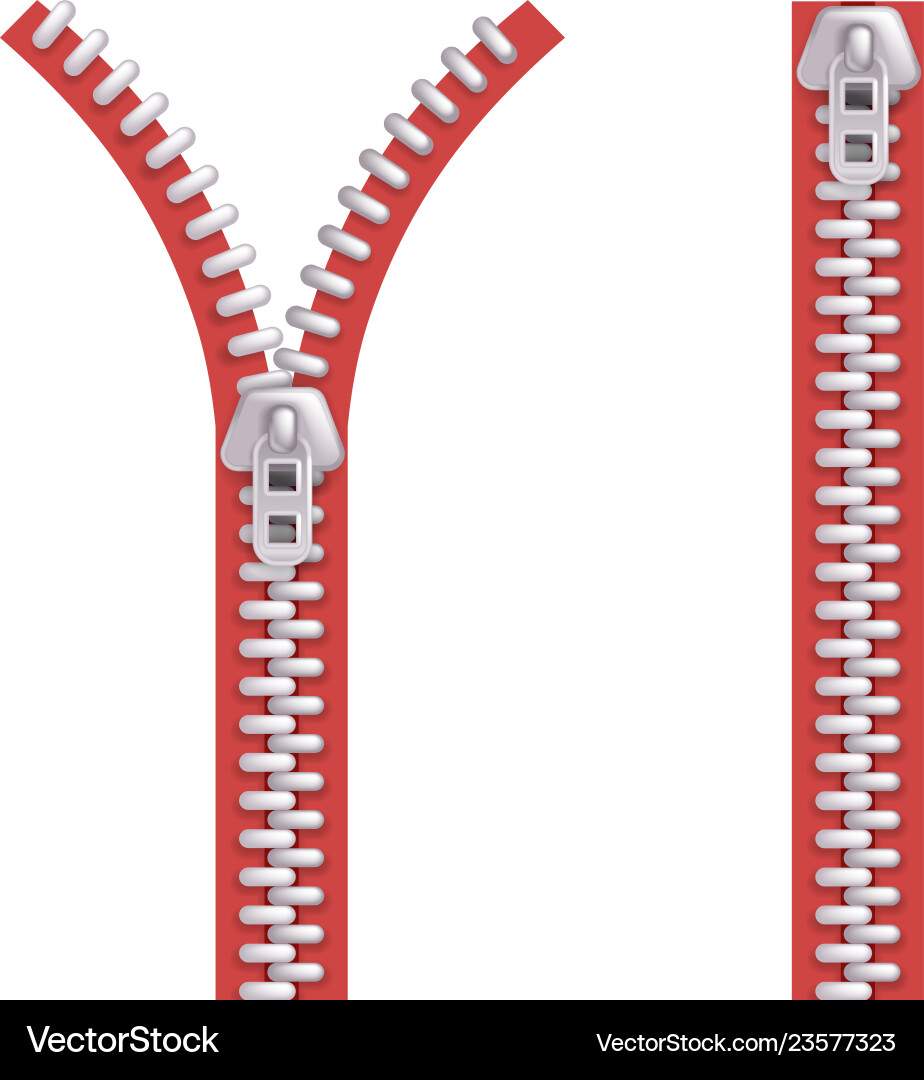 Zipper Fly Fastener Close Open Royalty Free Vector Image