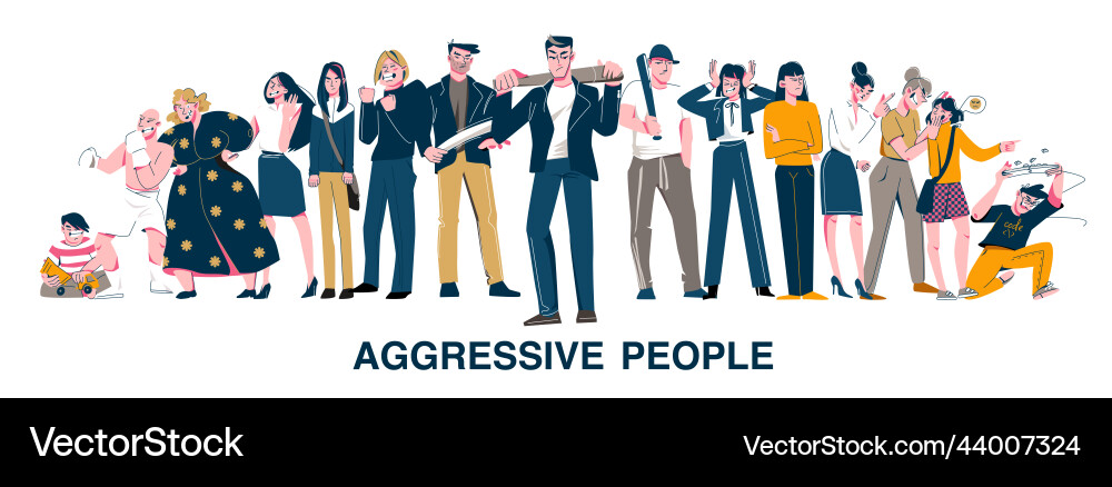 Aggressive people flat Royalty Free Vector Image