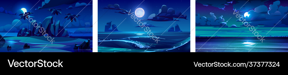 Backgrounds with night sea landscape Royalty Free Vector