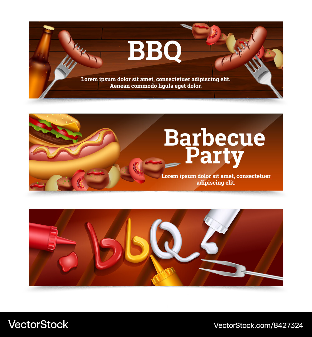Barbecue party horizontal banners Royalty Free Vector Image