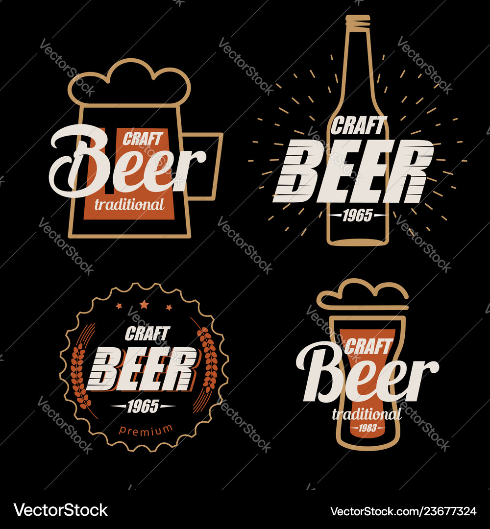 Beer logo template collection set of emblems Vector Image