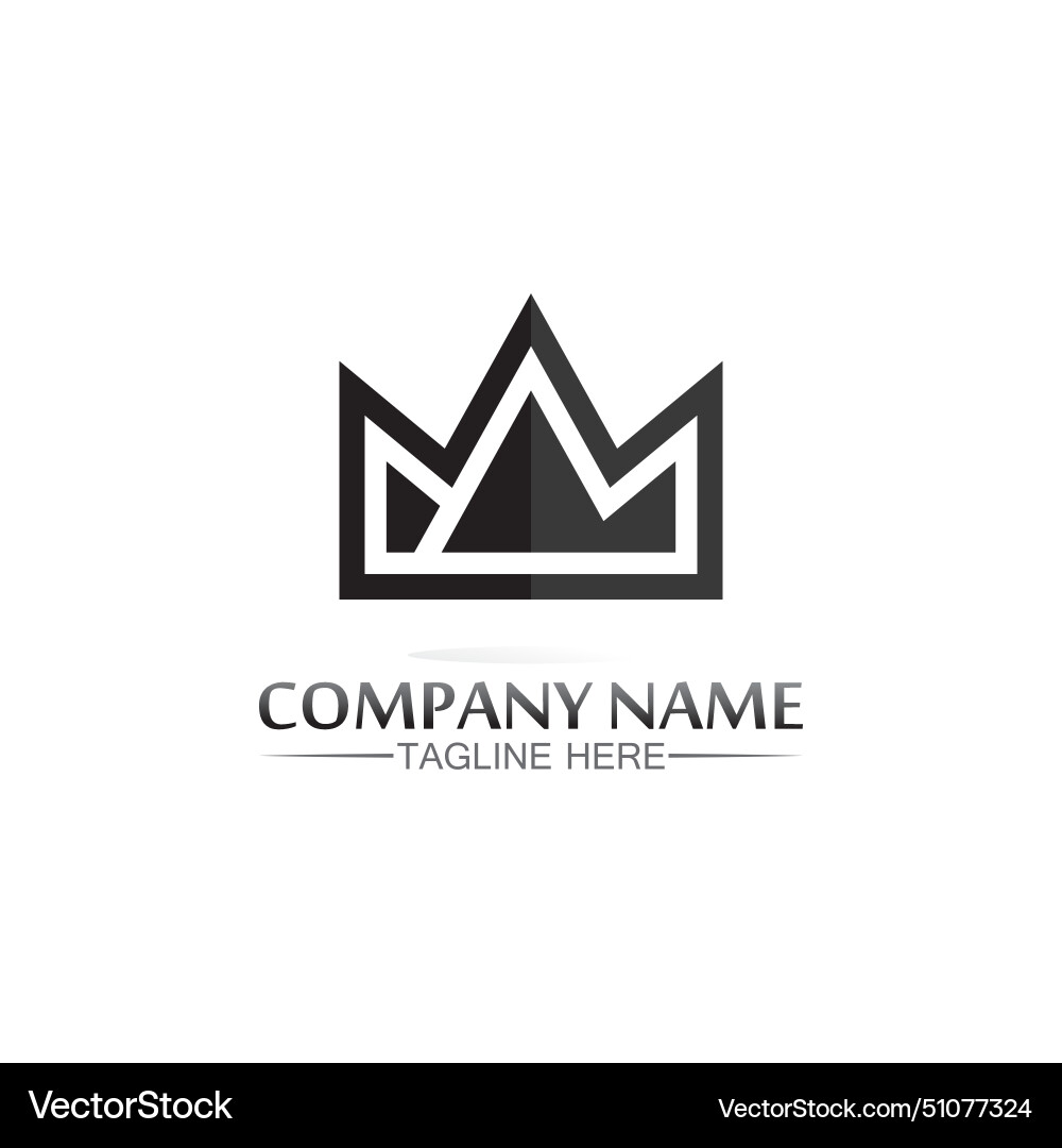 Crown logo king queen princess template Royalty Free Vector