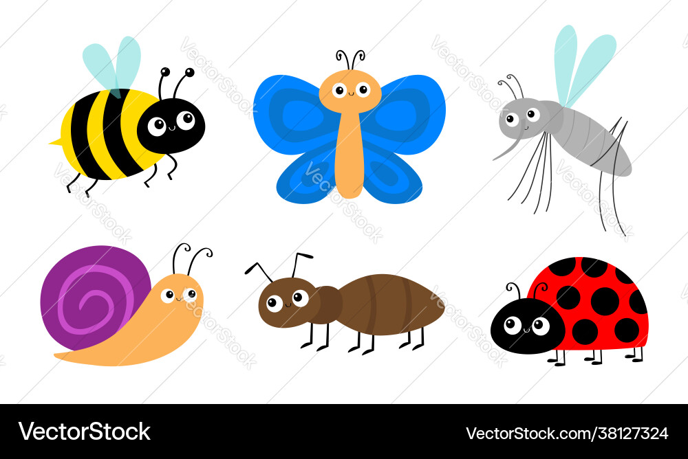 Cute Insect Collection Royalty Free Vector Image