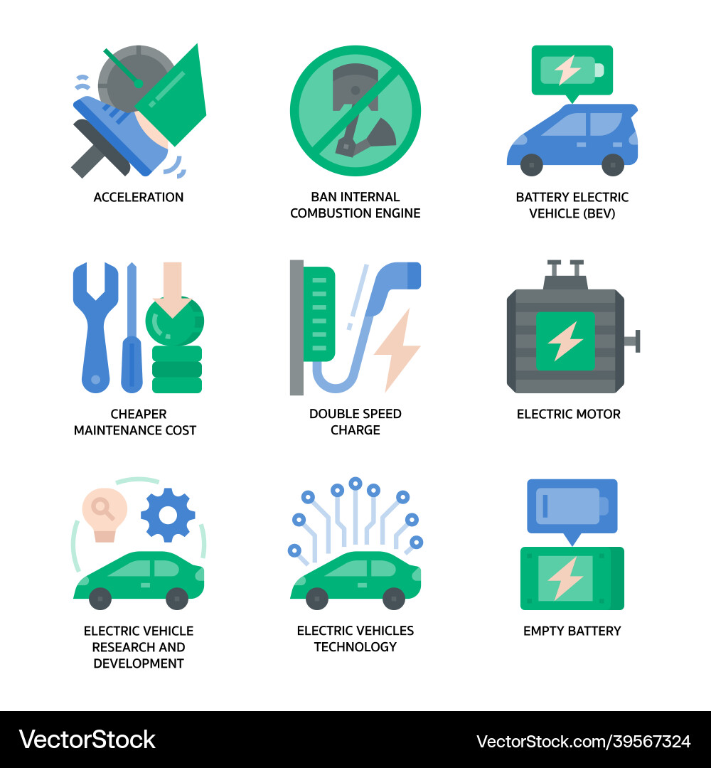 Electric vehicle icon set Royalty Free Vector Image