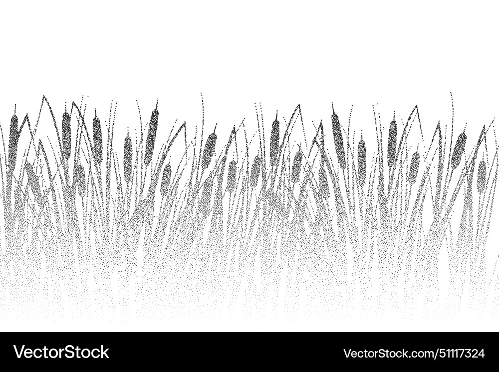 Grass reed stipple silhouette swamp Royalty Free Vector