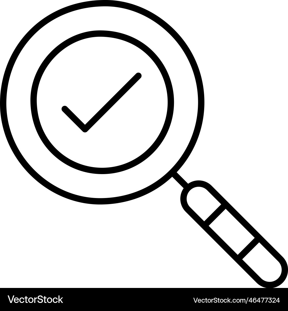Magnifying Glass Check Mark Icon Royalty Free Vector Image
