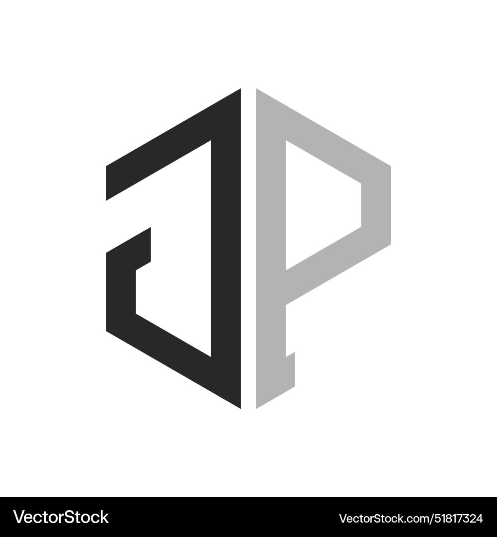 Modern unique hexagon letter jp logo design Vector Image