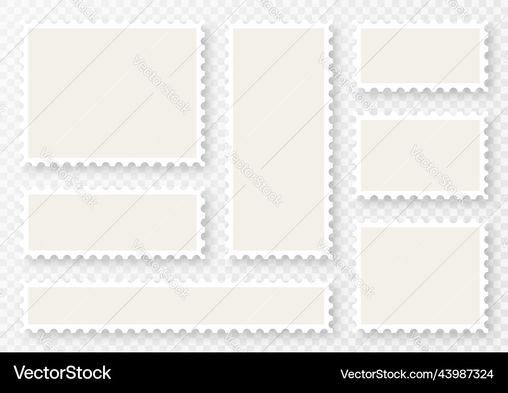 Postage stamps collection with rough edges Vector Image