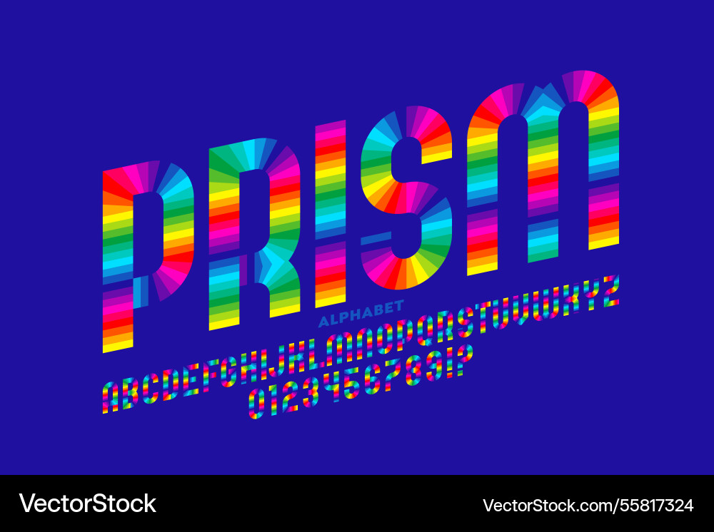 Prism rainbow colorful style font alphabet Vector Image