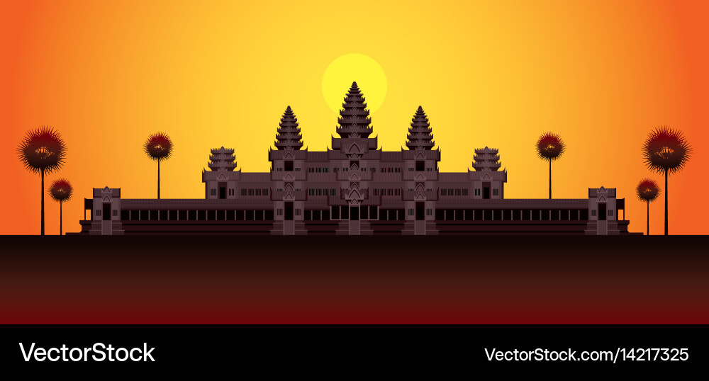 Angkor wat in sunrise cambodia Royalty Free Vector Image