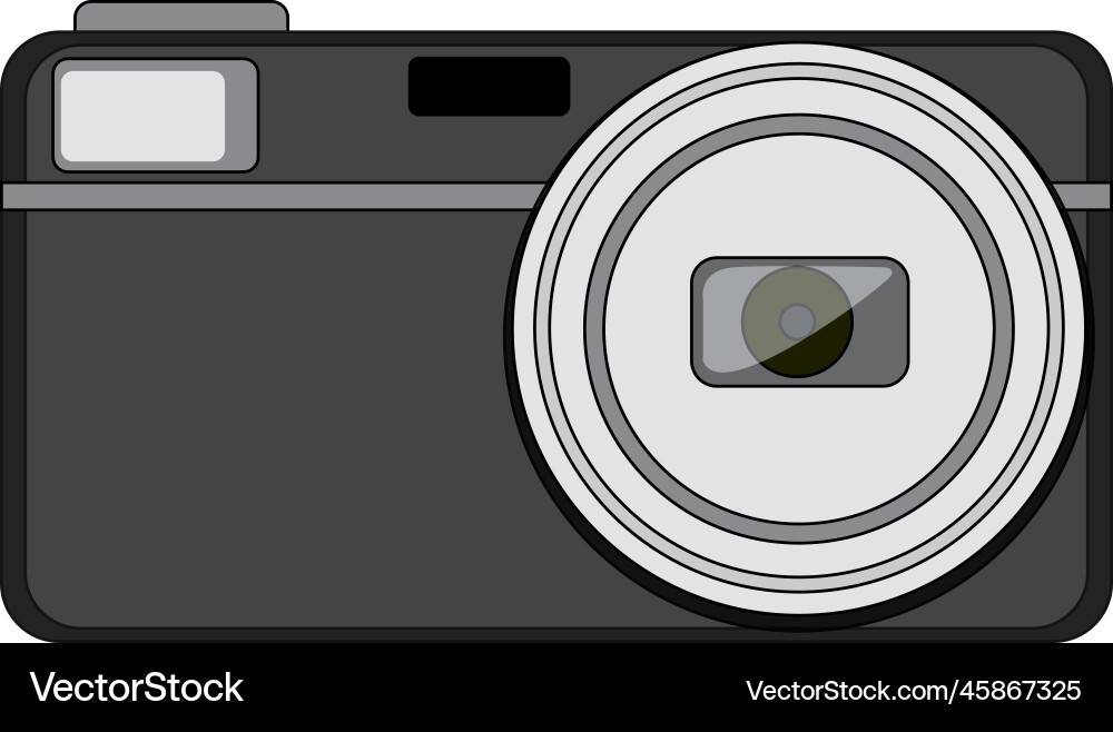 Black compact camera on white background Vector Image