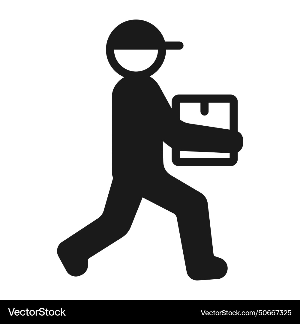 Delivery man glyph icon isolated Royalty Free Vector Image