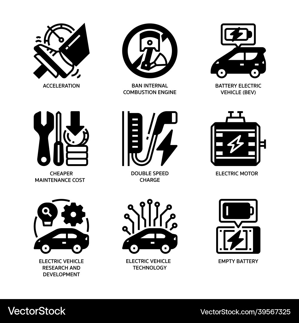 Electric vehicle icon set Royalty Free Vector Image