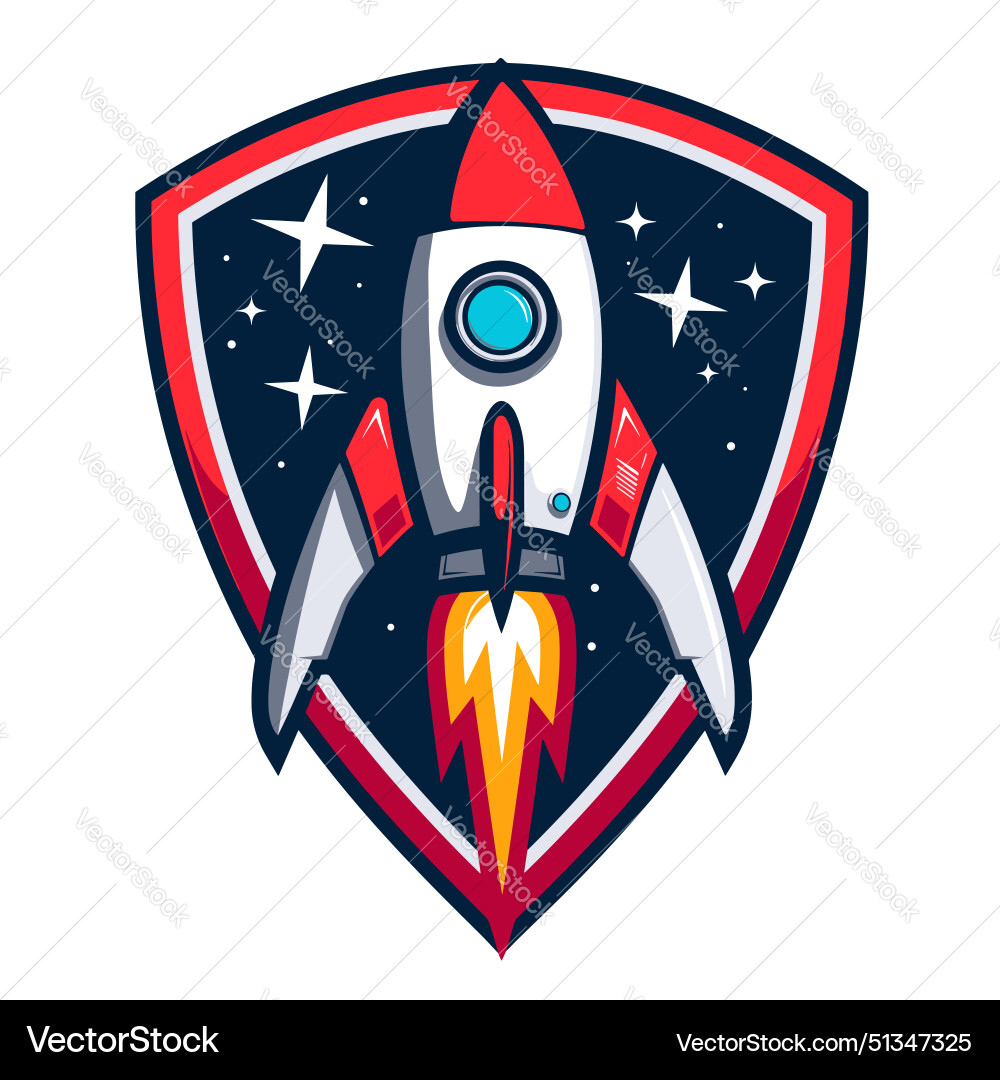 Esport logo rocket in space icon sticker logotype Vector Image