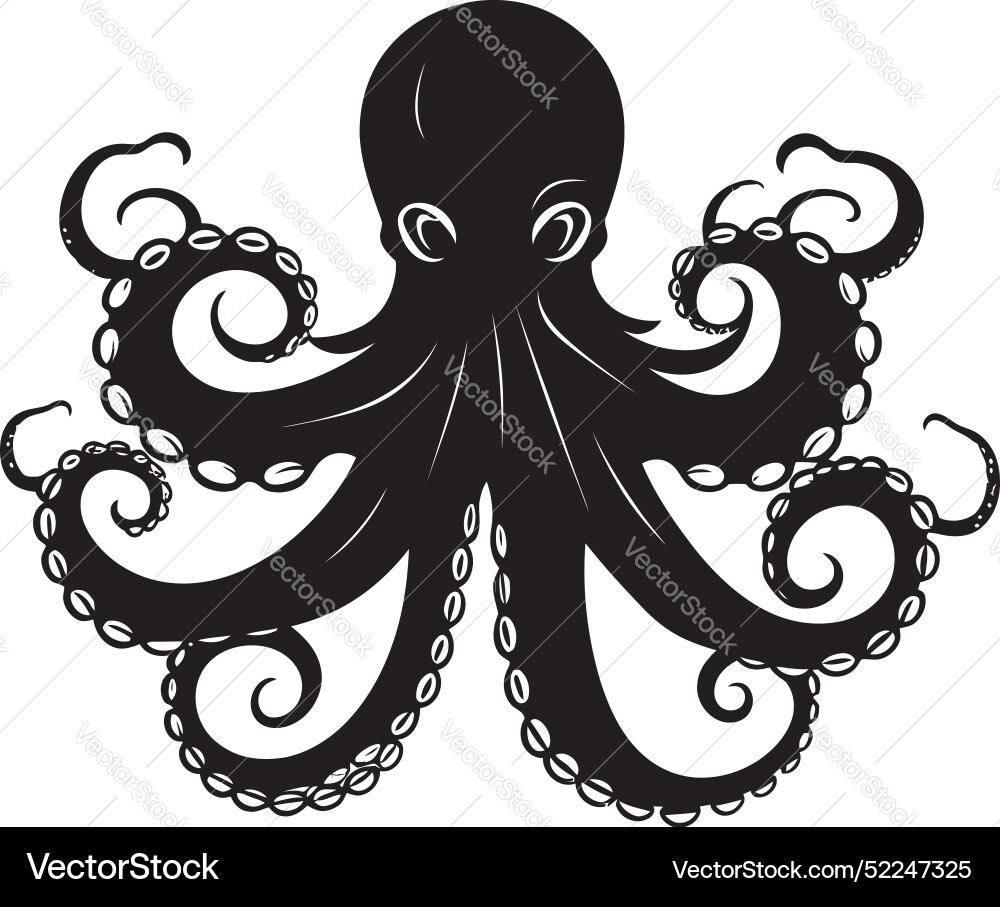 Inkwell intricacies black octopus logos design Vector Image