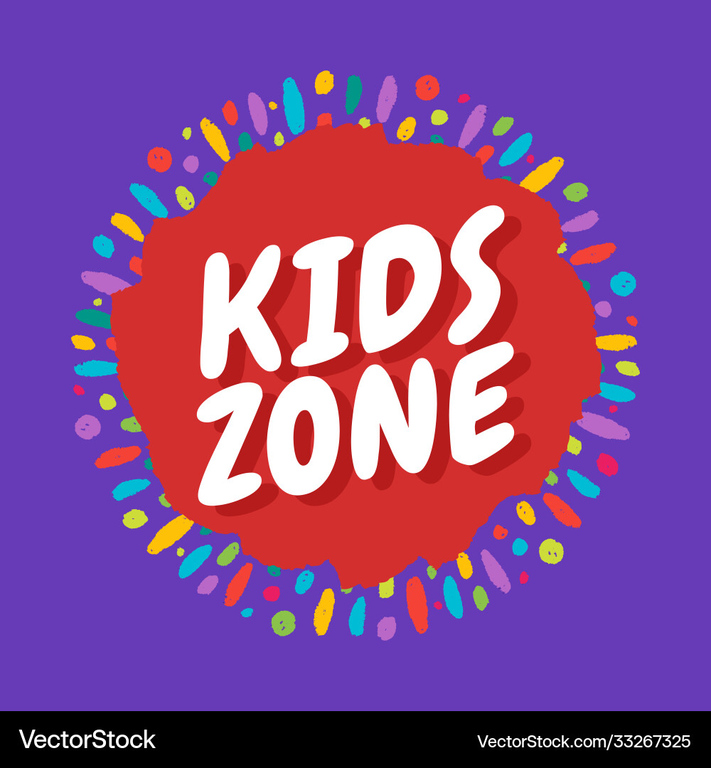 Kids zone banner with phrase on background Vector Image