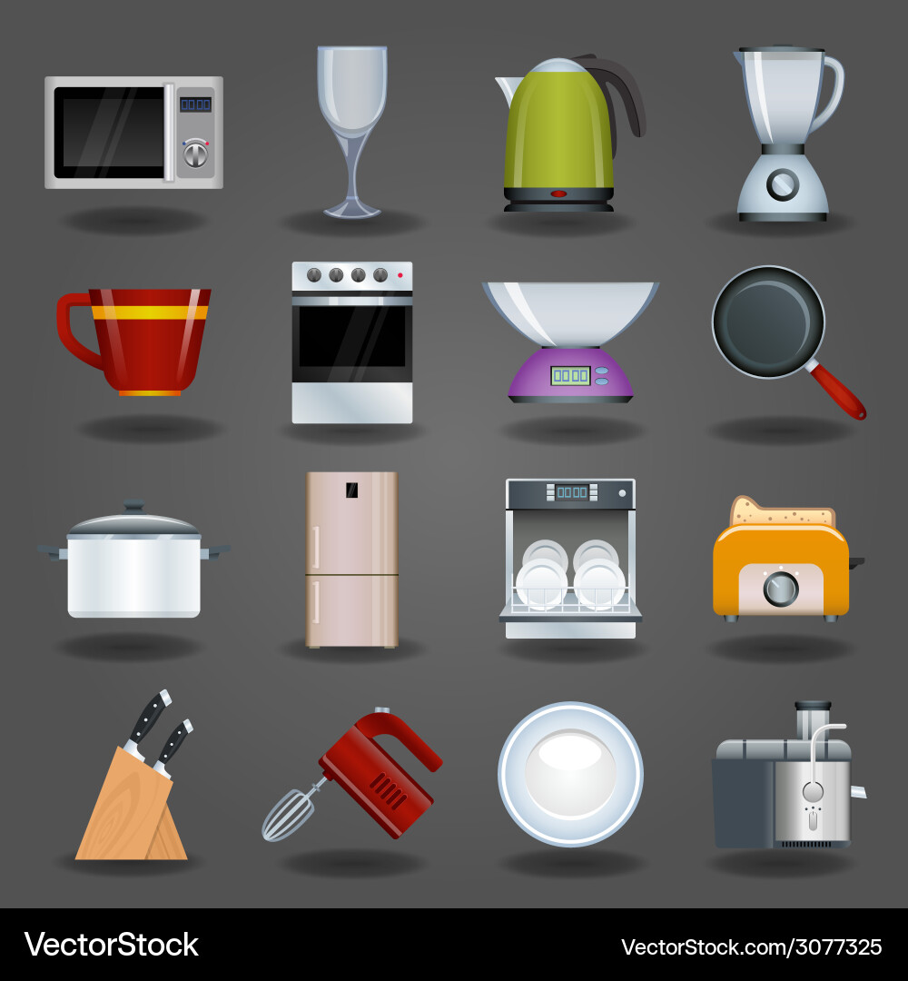Kitchen appliances icons Royalty Free Vector Image