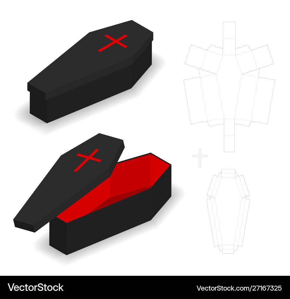 Paper Coffin Dieline Mockup - Gothic Style – Royalty-Free Vector ...