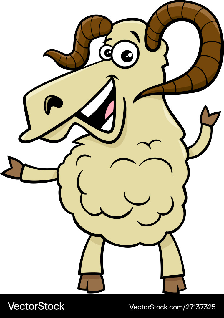 Ram farm animal cartoon character Royalty Free Vector Image