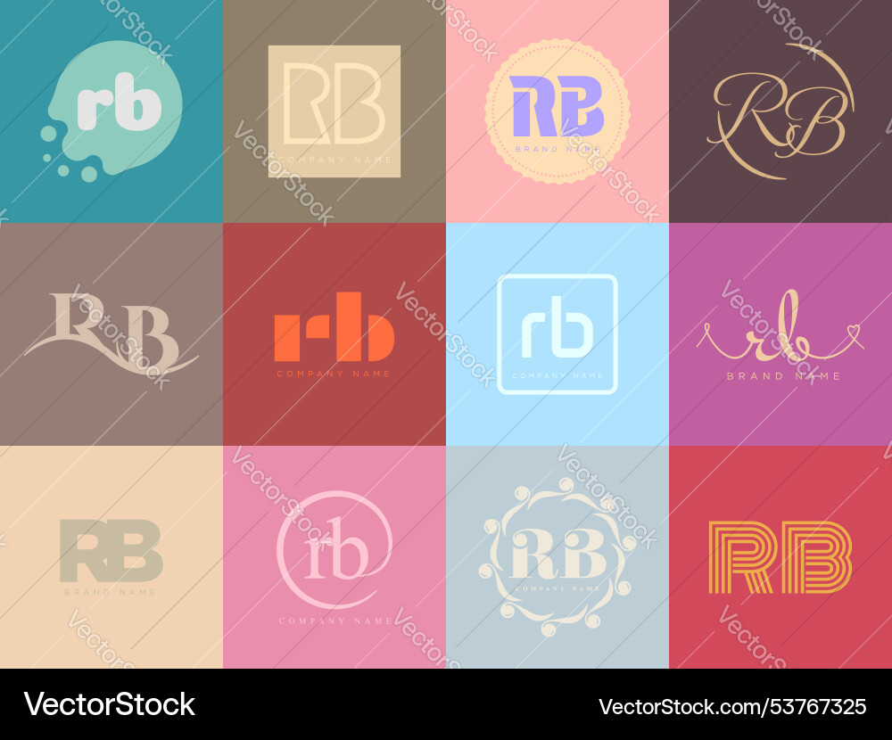 Rb logo company template letter r and b logotype Vector Image