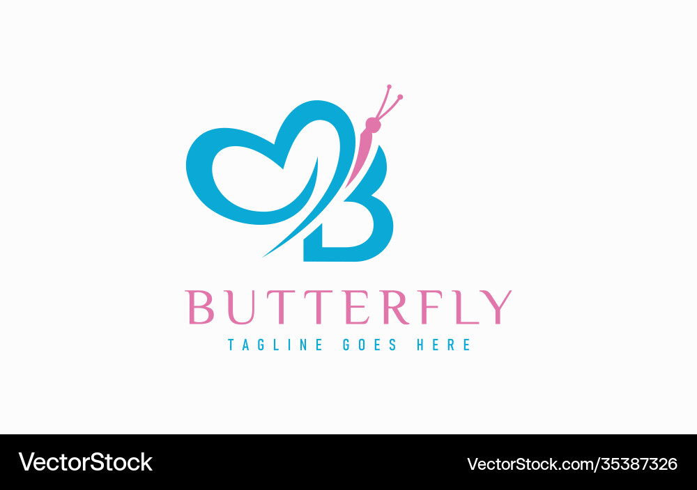Abstract letter b and butterfly combination logo Vector Image
