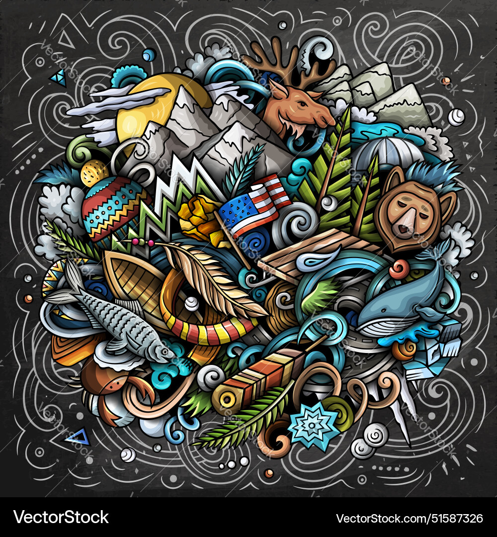 Alaska hand drawn cartoon doodle Royalty Free Vector Image