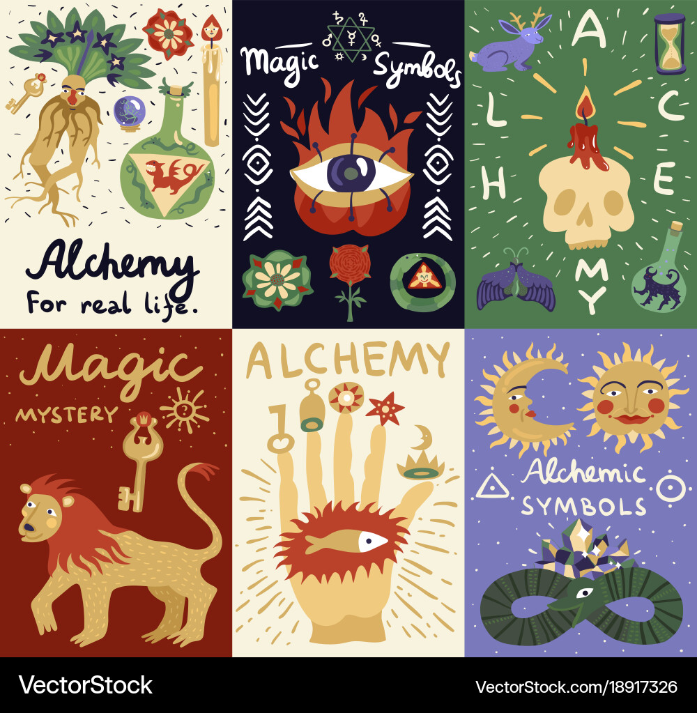 Alchemy Magic Cards - Symbolic Royalty Free Vector Image