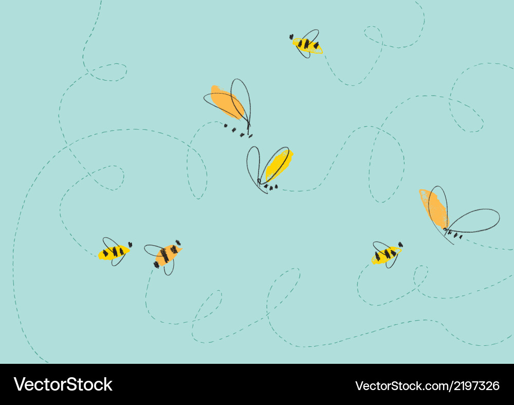 Cheerful Bees in Flight Royalty Free Vector Image