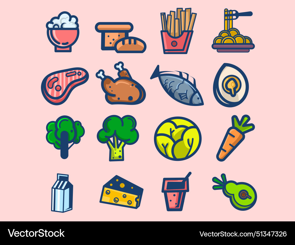 Icon sethigh protein foods Royalty Free Vector Image