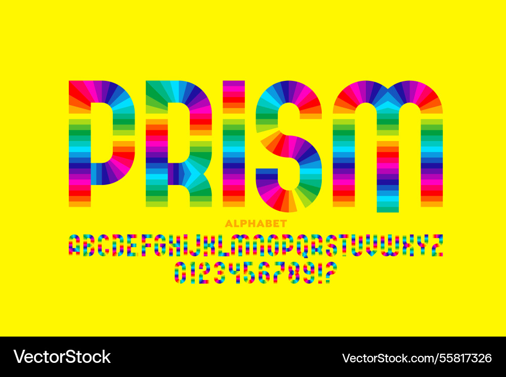 Prism rainbow colorful style font alphabet Vector Image