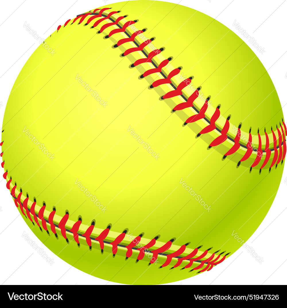 Realistic classic yellow softball Royalty Free Vector Image