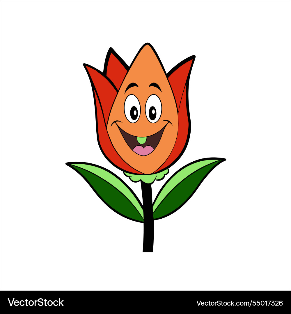 Smiling tulip cartoon on white Royalty Free Vector Image