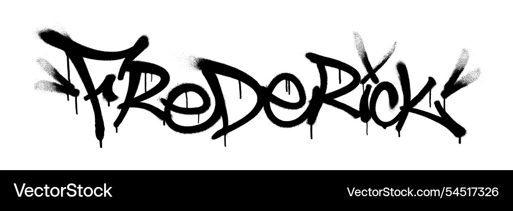 Sprayed frederick name with overspray in black Vector Image