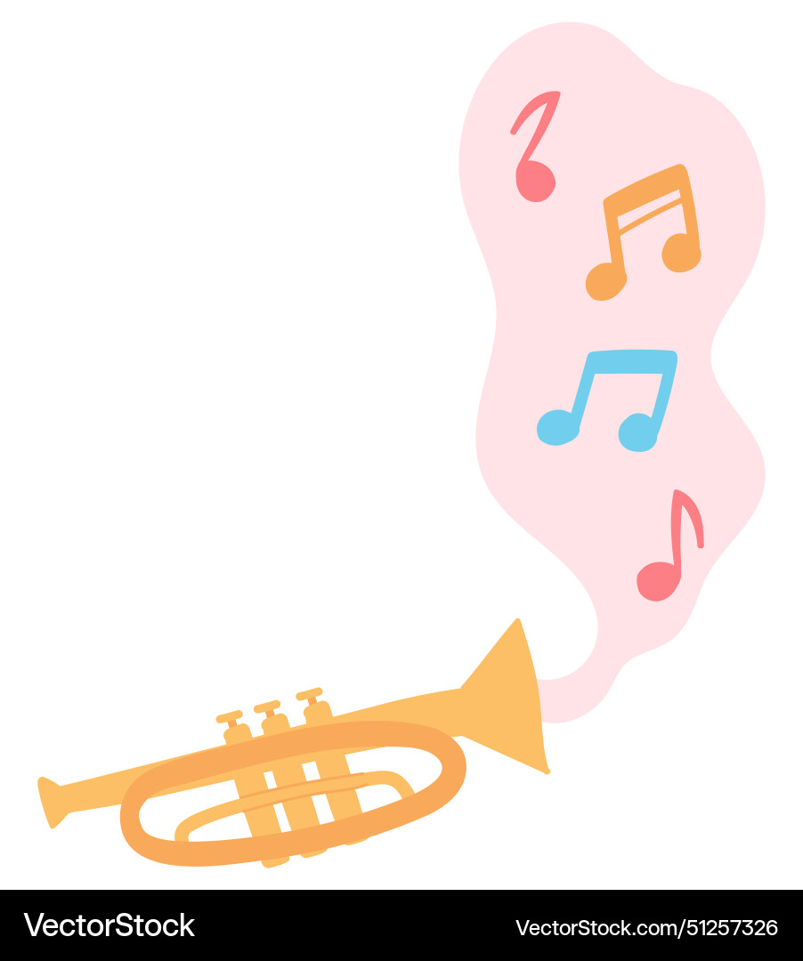 Trumpet with notes melody in flat design musical Vector Image