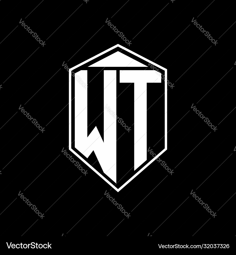 Wt logo monogram with emblem shape combination Vector Image