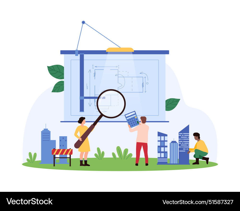 Construction project analysis inspection Vector Image