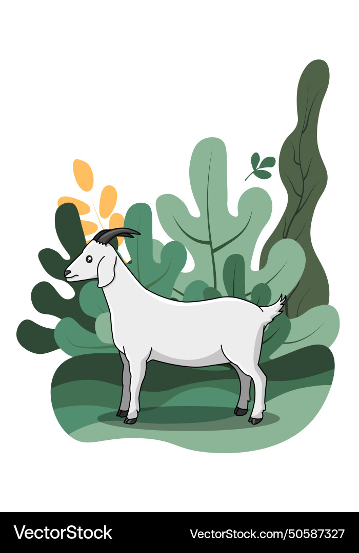 Design goat and grass cartoon Royalty Free Vector Image