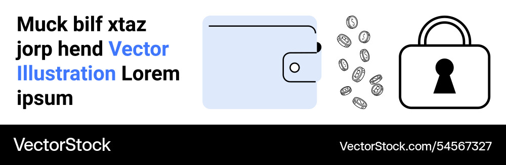 Digital wallet with coins and lock icon Royalty Free Vector