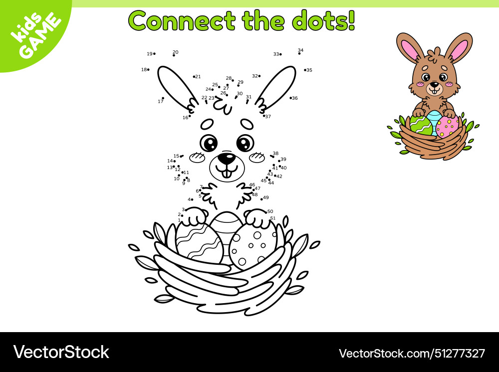 Easter kids game connect the dots and draw rabbit Vector Image