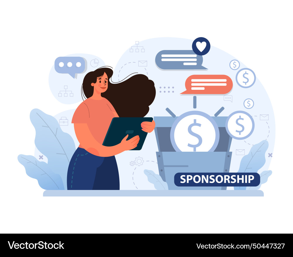 Energetic woman navigating sponsorship Royalty Free Vector
